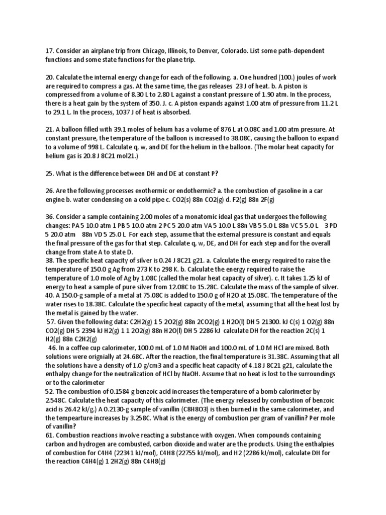 Thermochemistry Problems: Calculating Enthalpy Changes, Heat Flows, and ...