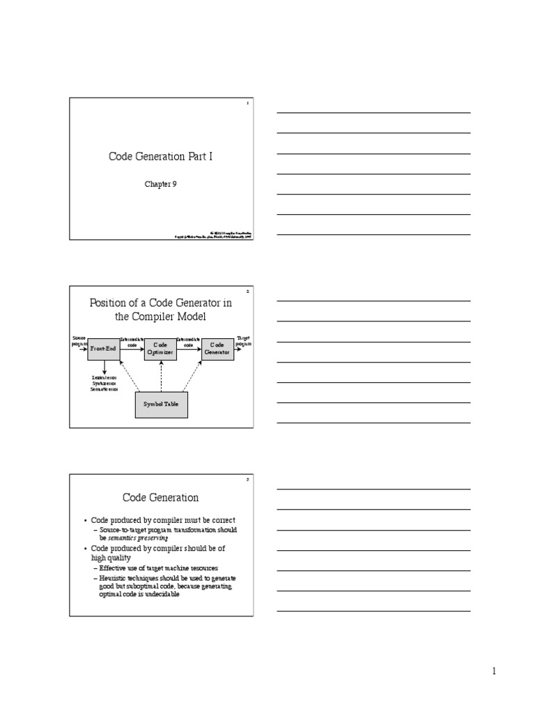 Code Generation Part I: Front-End Code Optimizer Code Generator | PDF ...