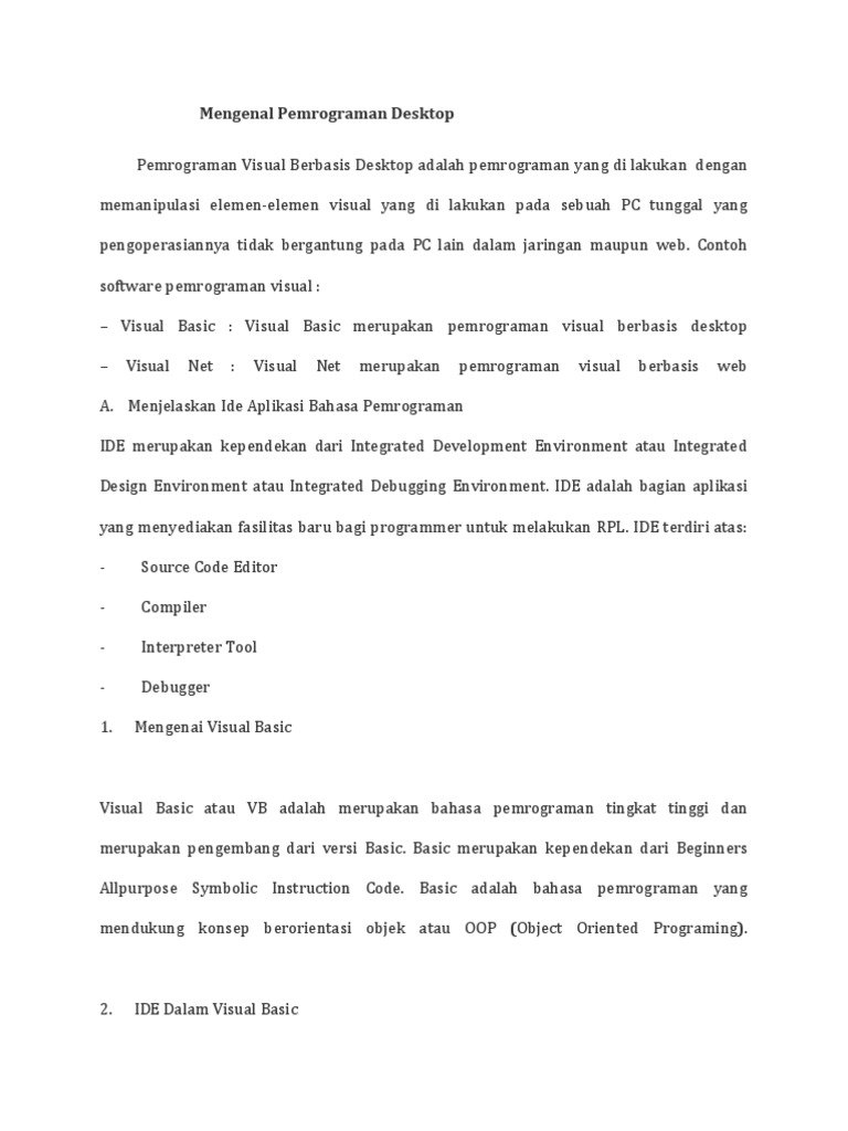 Pemrograman Desktop: Visual Basic & IDE | PDF