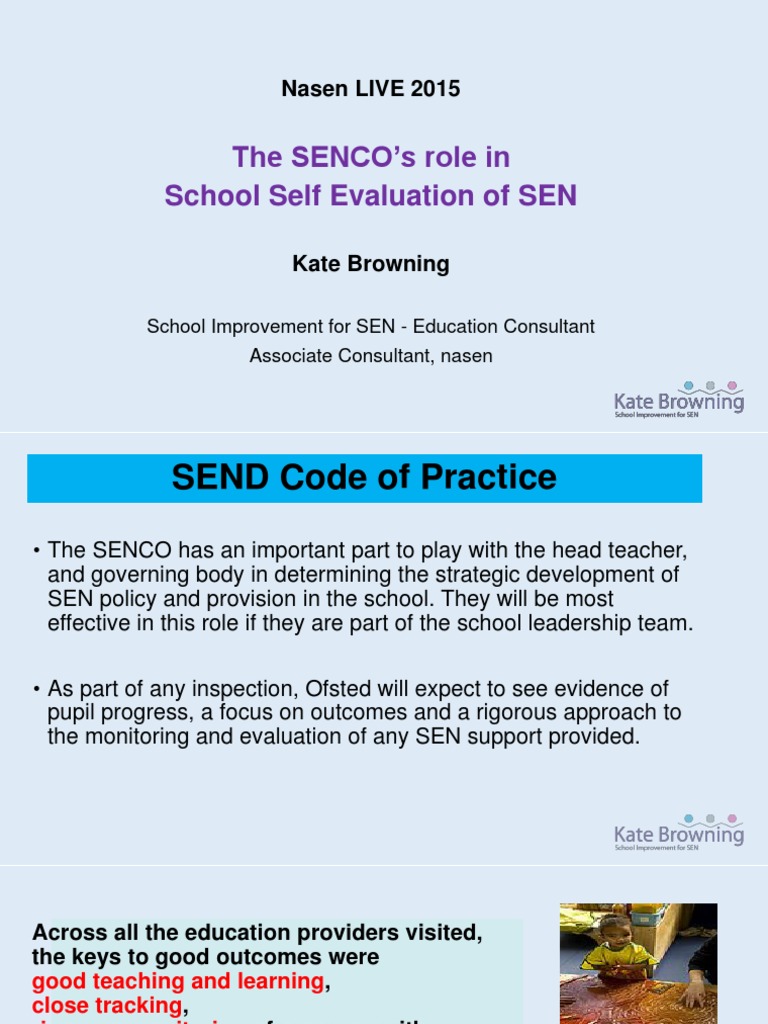 Kate Browning - The Senco S Role in School Self Evaluation | PDF ...