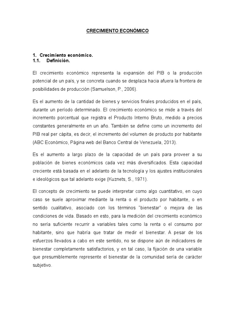 Crecimiento económico: factores y características | PDF | Bienestar | Crecimiento económico