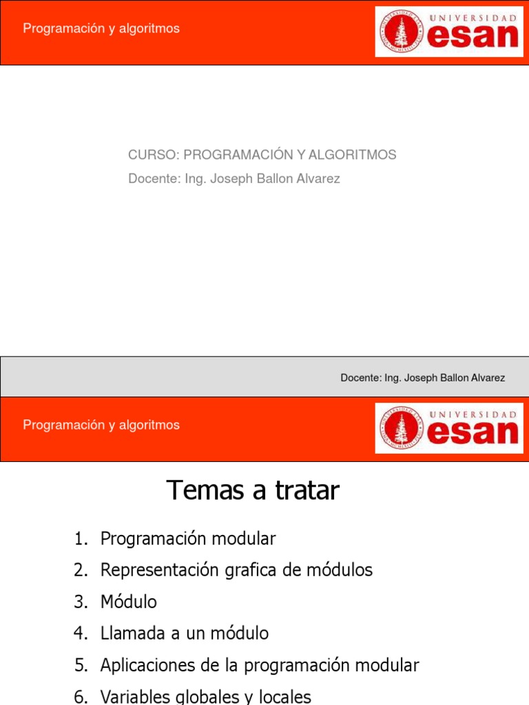 Programación Modular | PDF | Programación de computadoras | Algoritmos