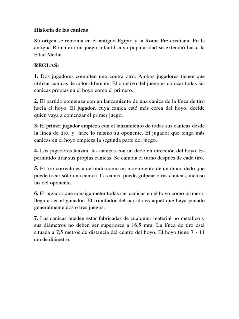 Historia de Las Canicas | PDF