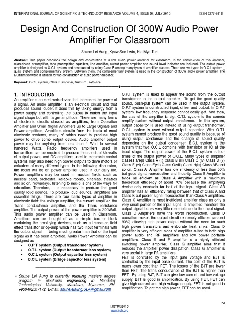 Amplifier design and construction
