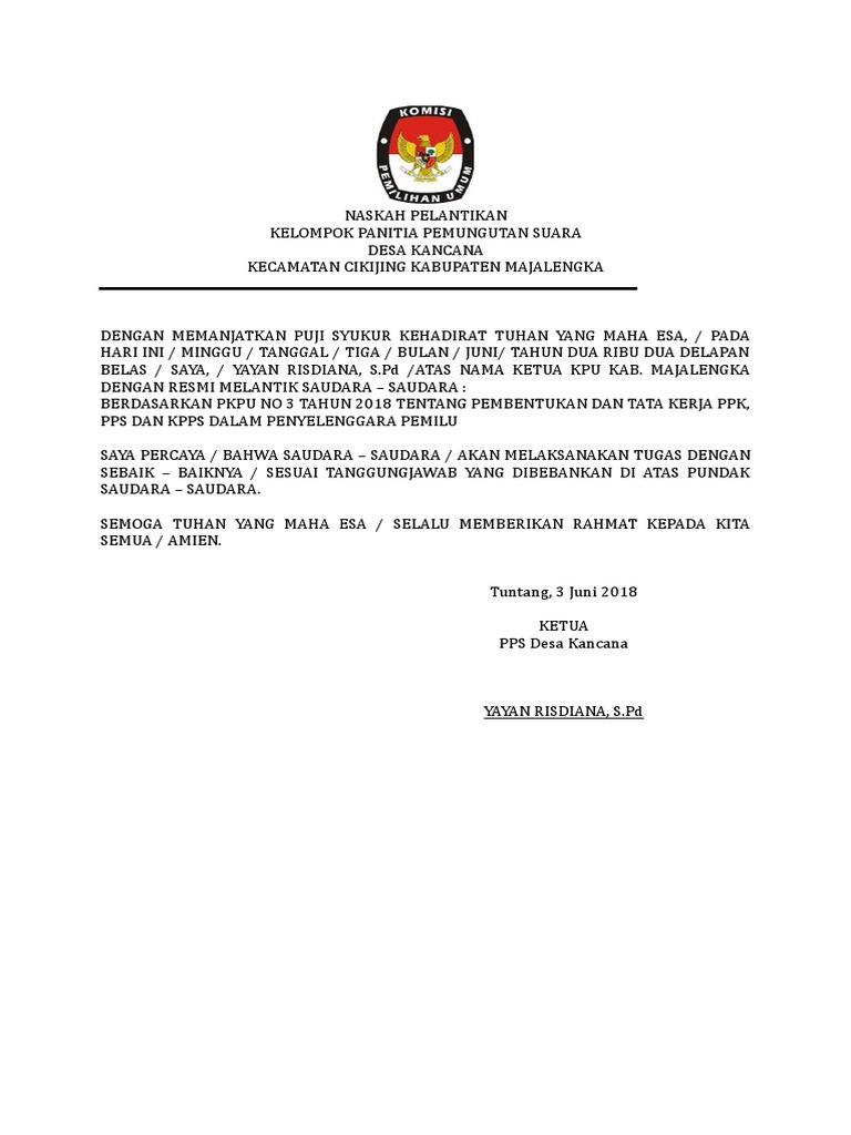 Naskah Pelantikan Dan Sumpah | PDF