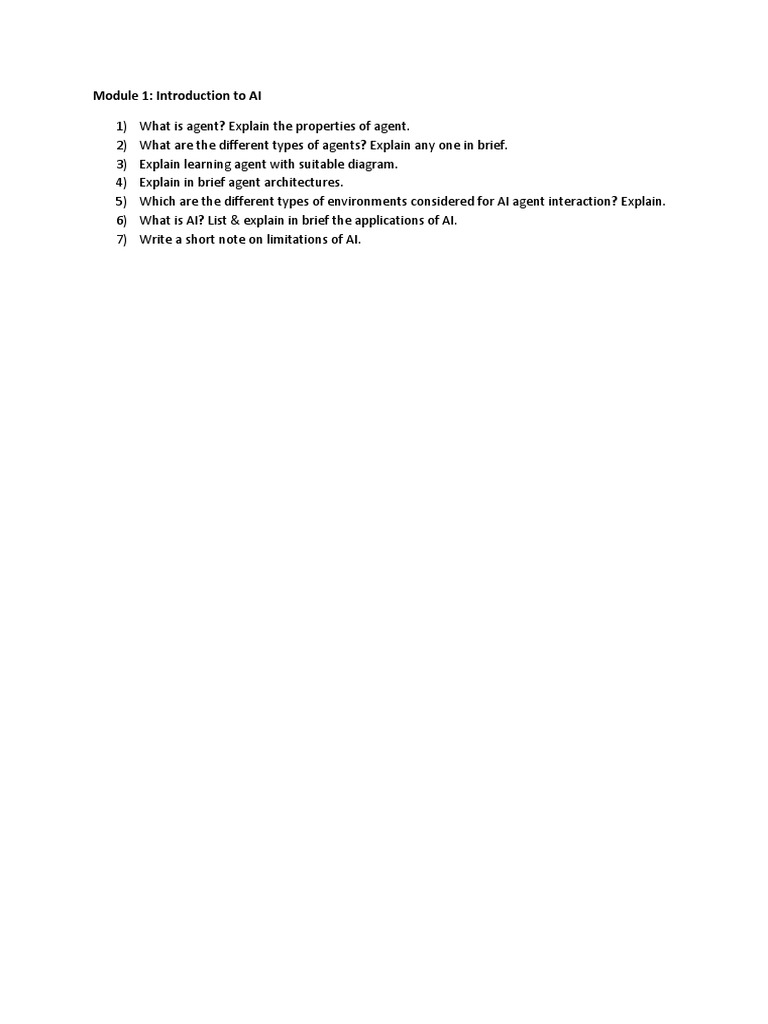 AI Module 1 QB | PDF | Computers