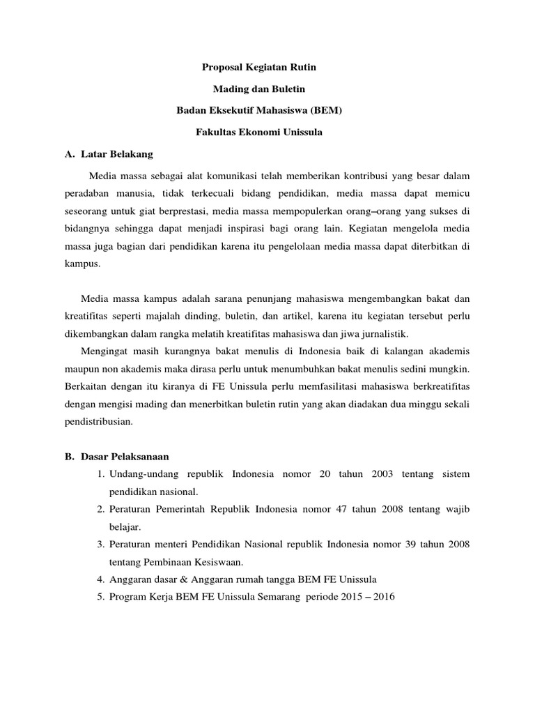 Proposal Mading Dan Buletin Rutinan | PDF