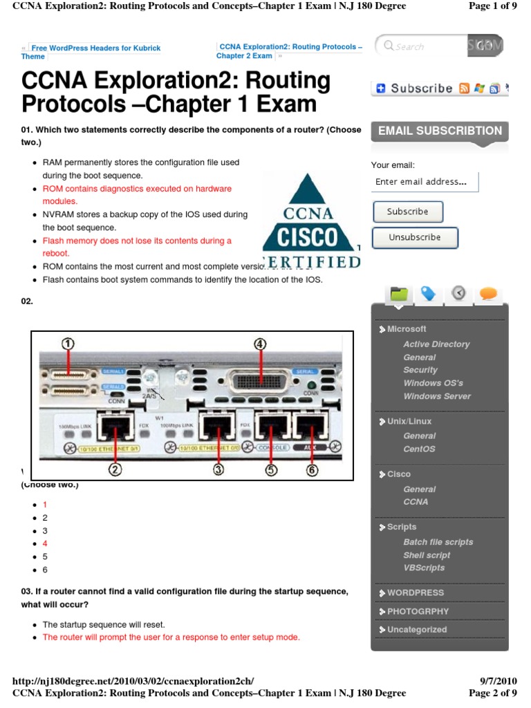 Ccna Exploration2 Routing Protocols Chapter 1 Exam Email