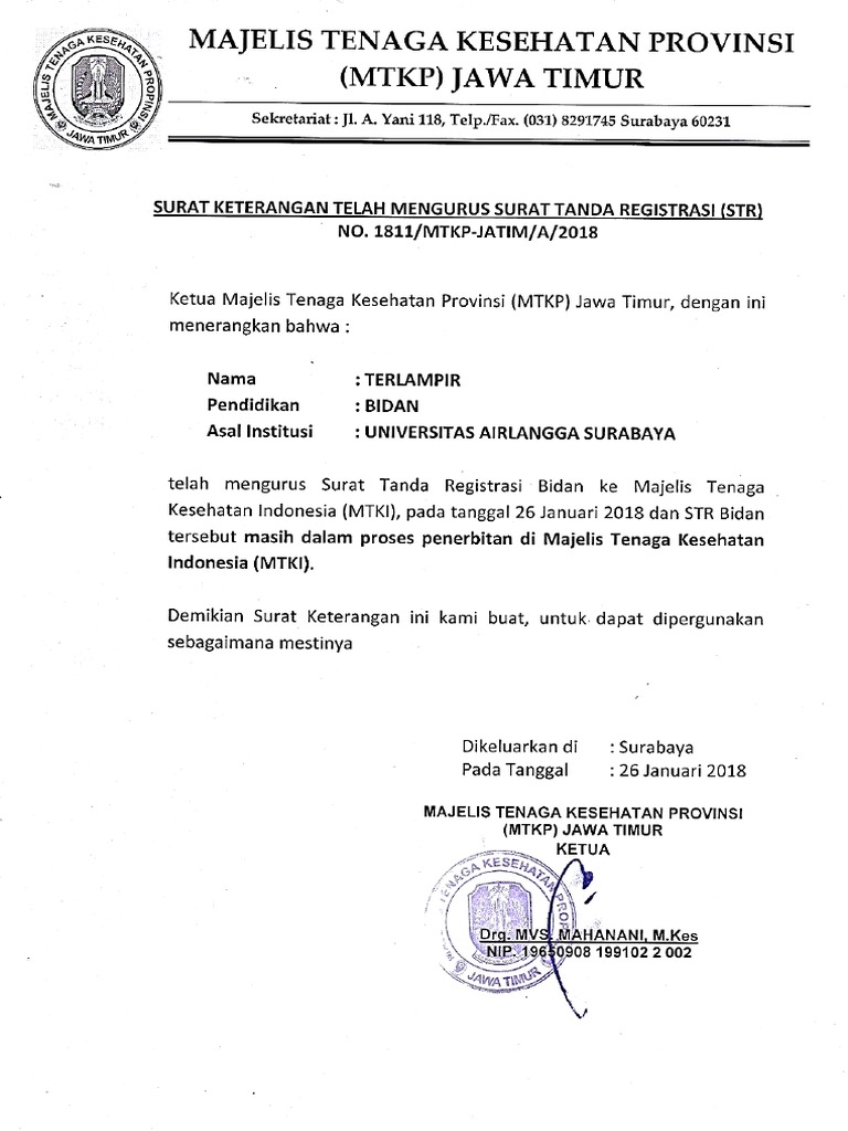 Surat Pengurusan STR | PDF