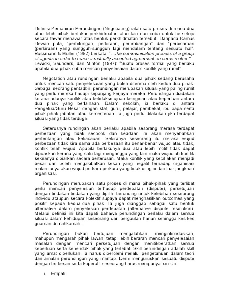 Definisi Kemahiran Perundingan | PDF
