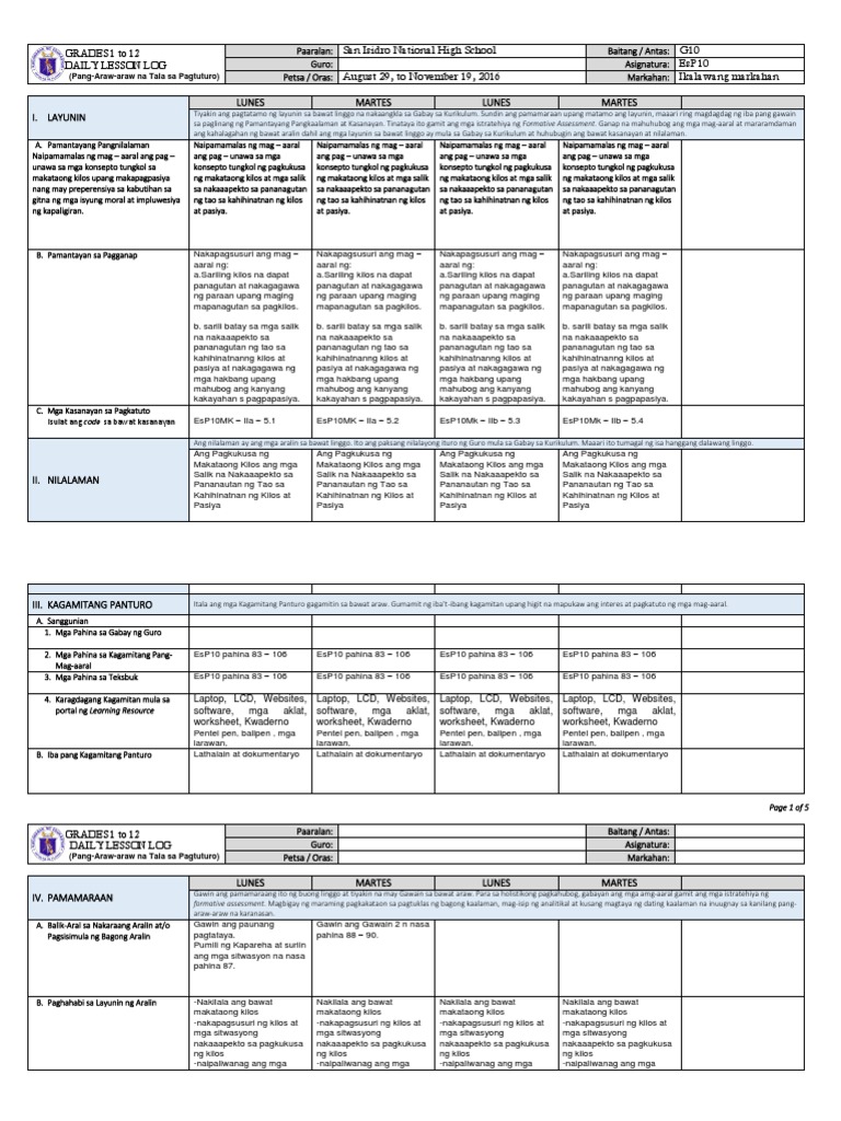 DLL - Esp 10 - 2ND Quarter | PDF