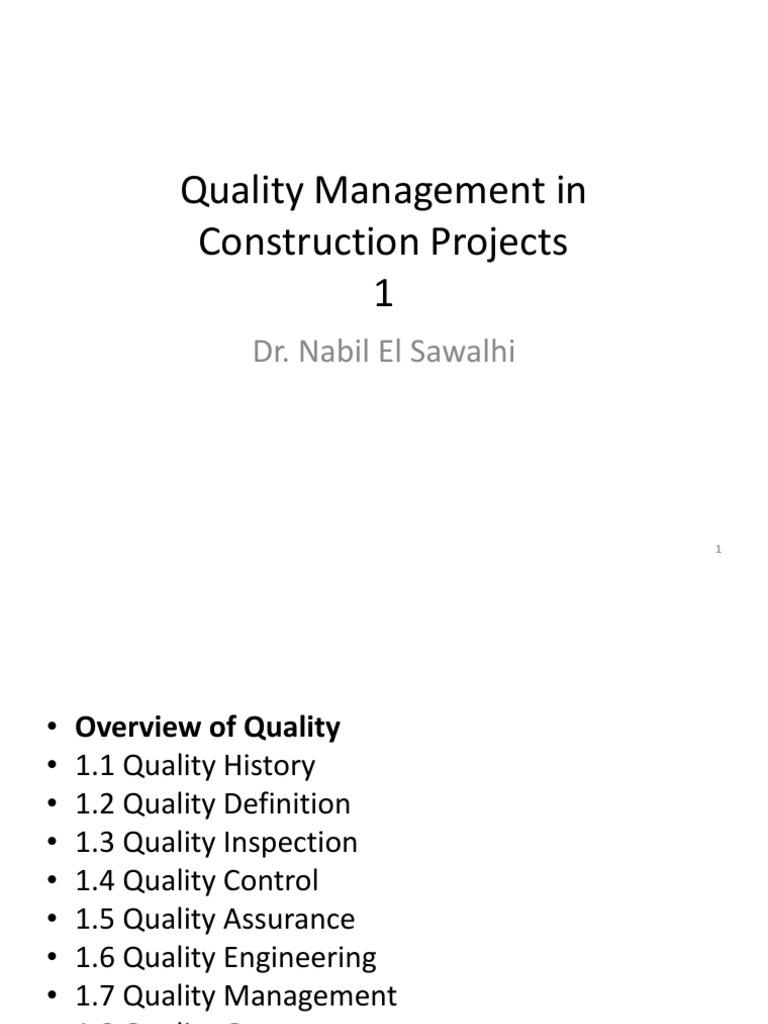 Quality Management in Construction Projects | PDF | Quality (Business ...