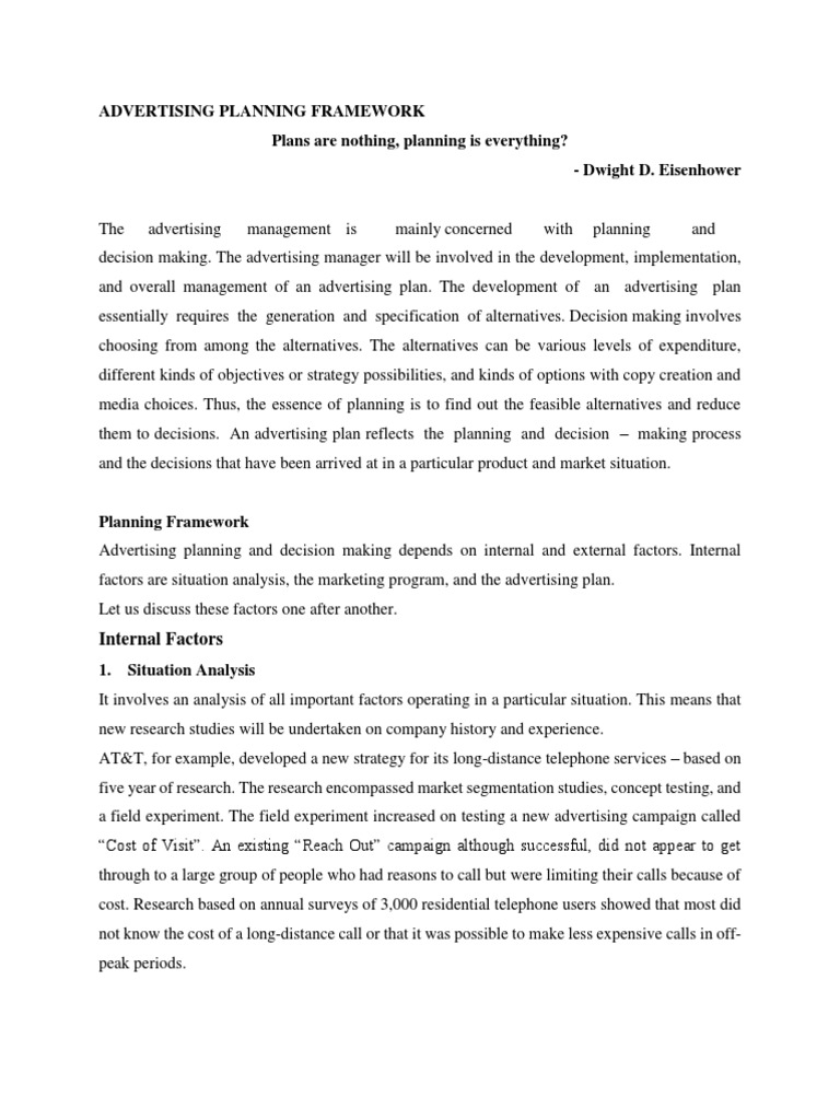 Advertising Planning Framework Overview | PDF | Advertising | Competition