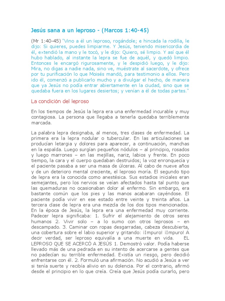Jesús Sana A Un Leproso | PDF | Lepra | Jesús