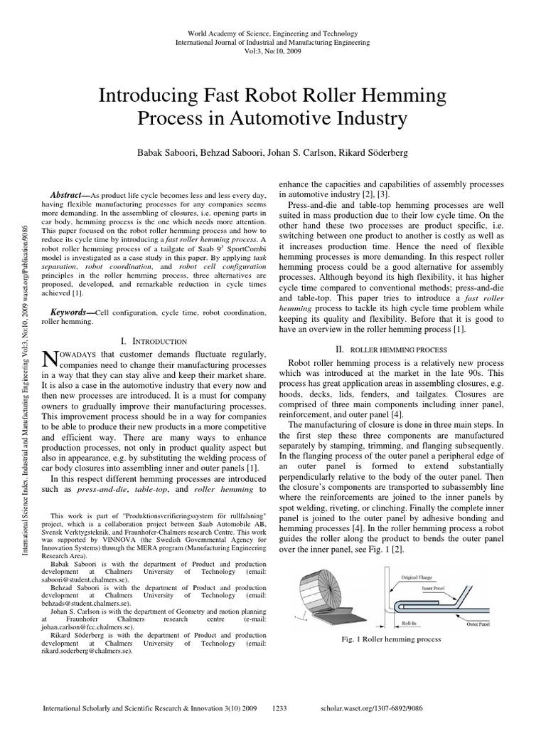 Introducing Fast Robot Roller Hemming Process in Automotive Industry ...