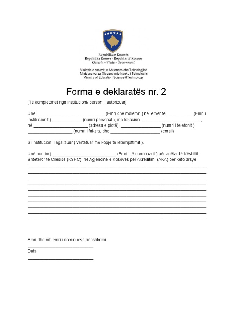 Deklarata Institucionale NR 2 Lekt15mars | PDF