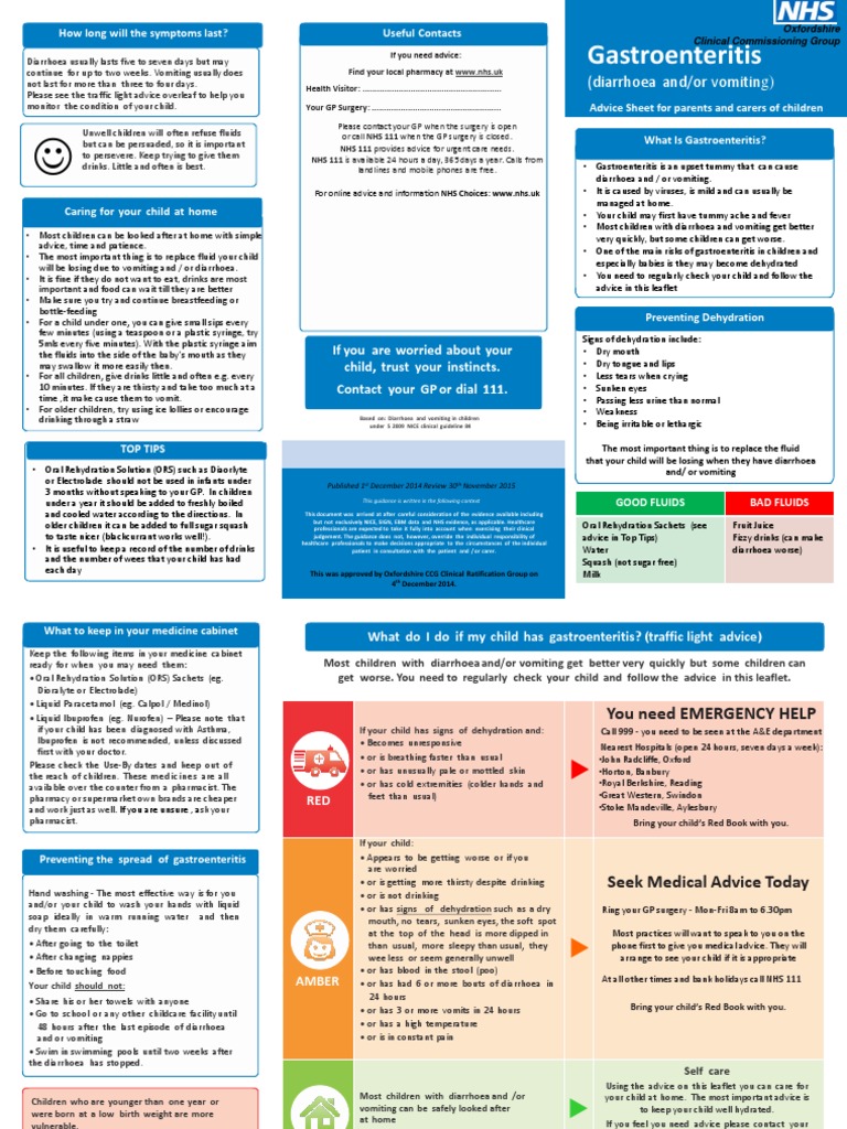 Gastroenteritis Leaflet Final | PDF | Diarrhea | Medical Specialties