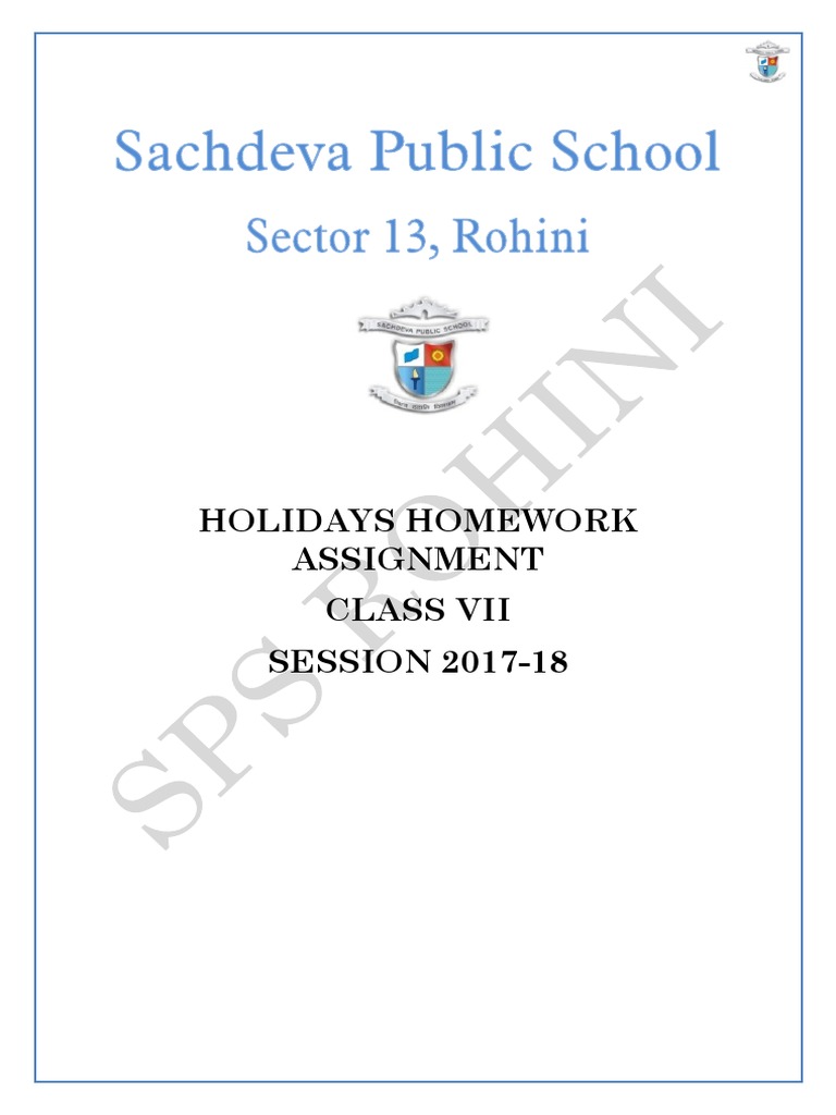 Class 7 Holidays Homework Assignment | PDF | Homework | Nature