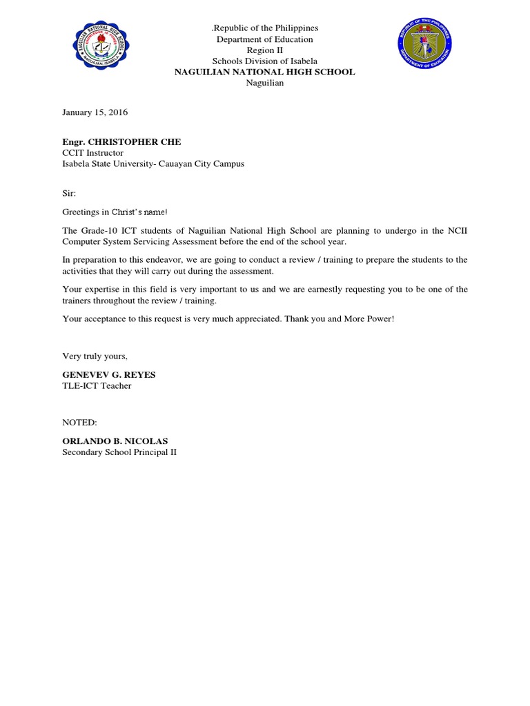 Letter of Request For Speaker | PDF