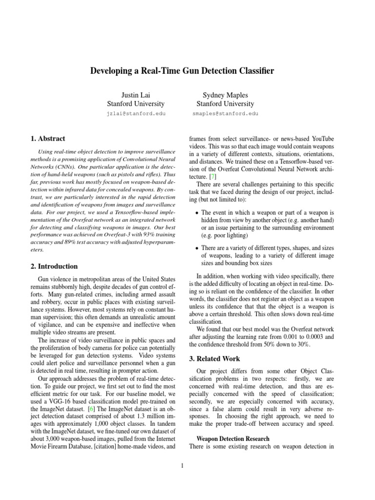Developing an Efficient Real-Time Gun Detection Classifier Using ...