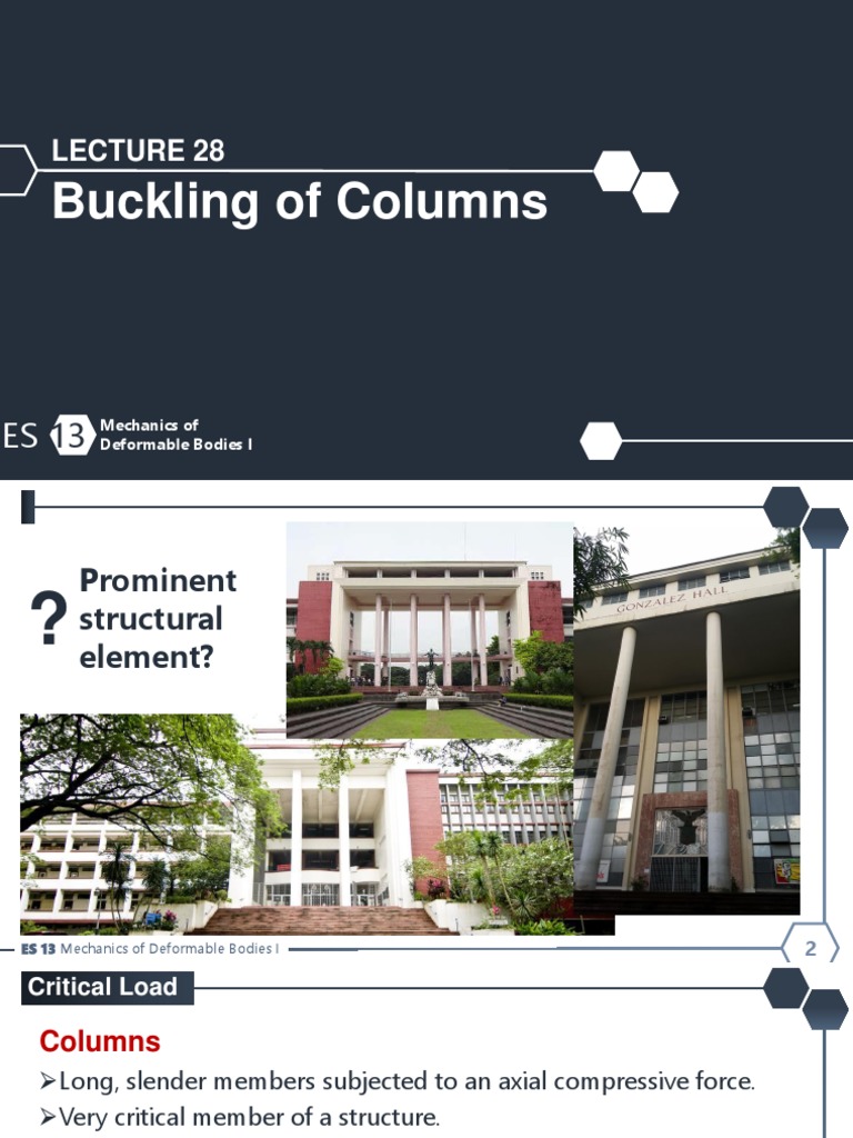 Buckling of Columns: Mechanics of Deformable Bodies I | PDF | Buckling ...
