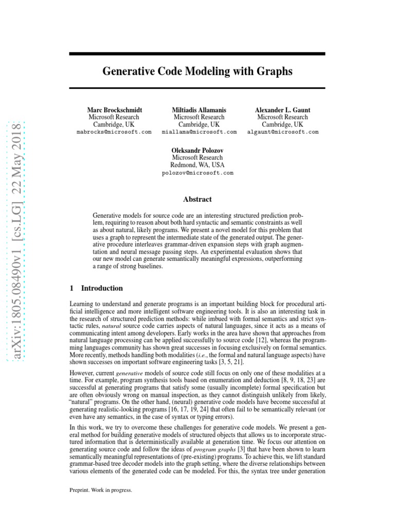Generative Code Modeling With Graphs | PDF | Artificial Neural Network ...