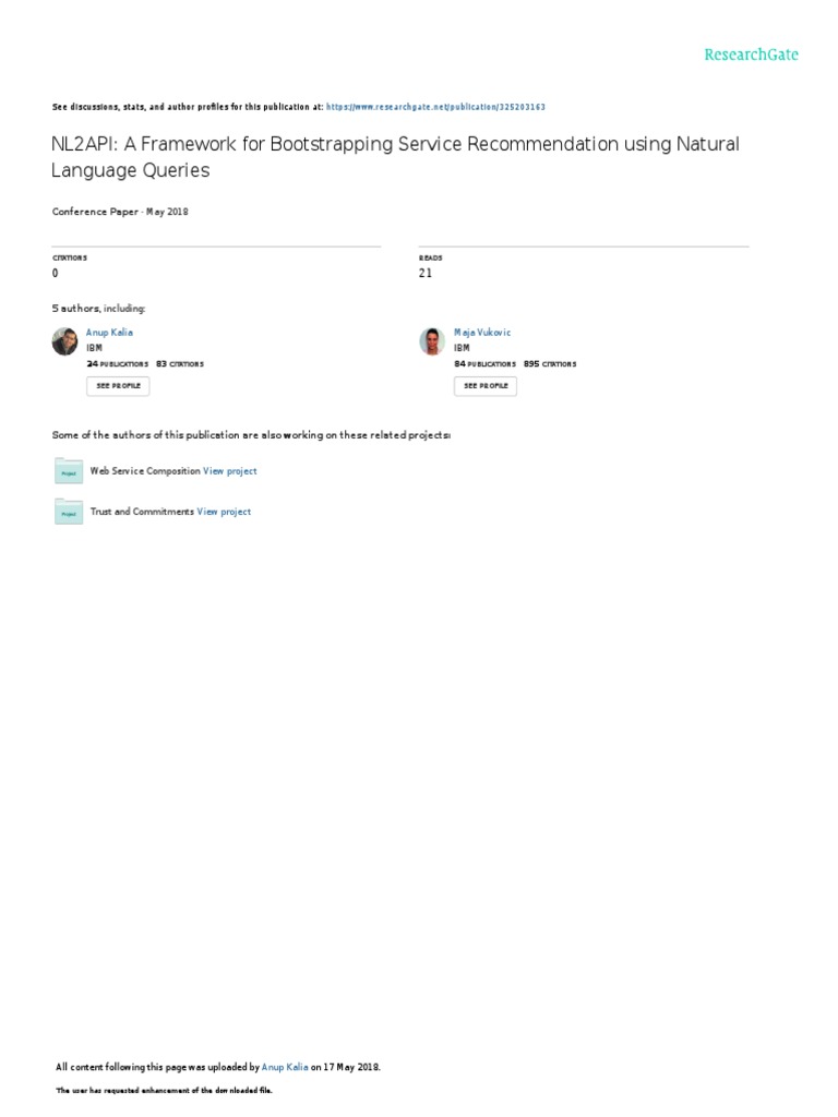 NL2API - A Framework For Bootstrapping Service Recommendation Using Natural Language Queries ...