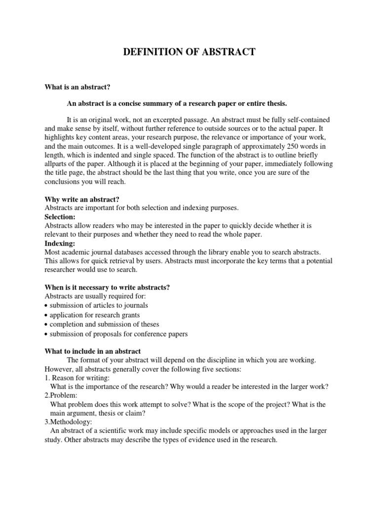 Abstracts: Definition and Importance | PDF | Abstract (Summary) | Thesis