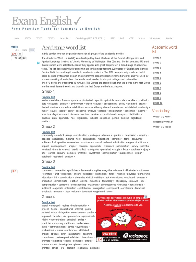 Exam English : Academic Word List | PDF | Strategic Management | Cognition