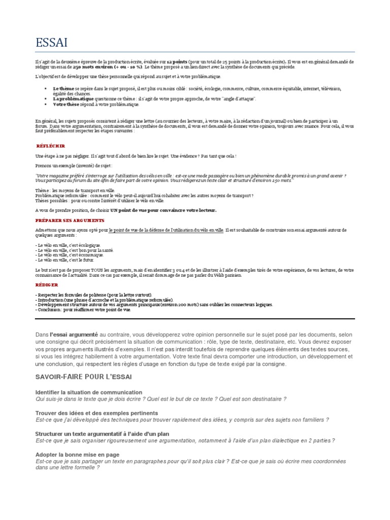 Rédiger un essai argumentatif efficace | PDF | Révolutions | Lecture ...