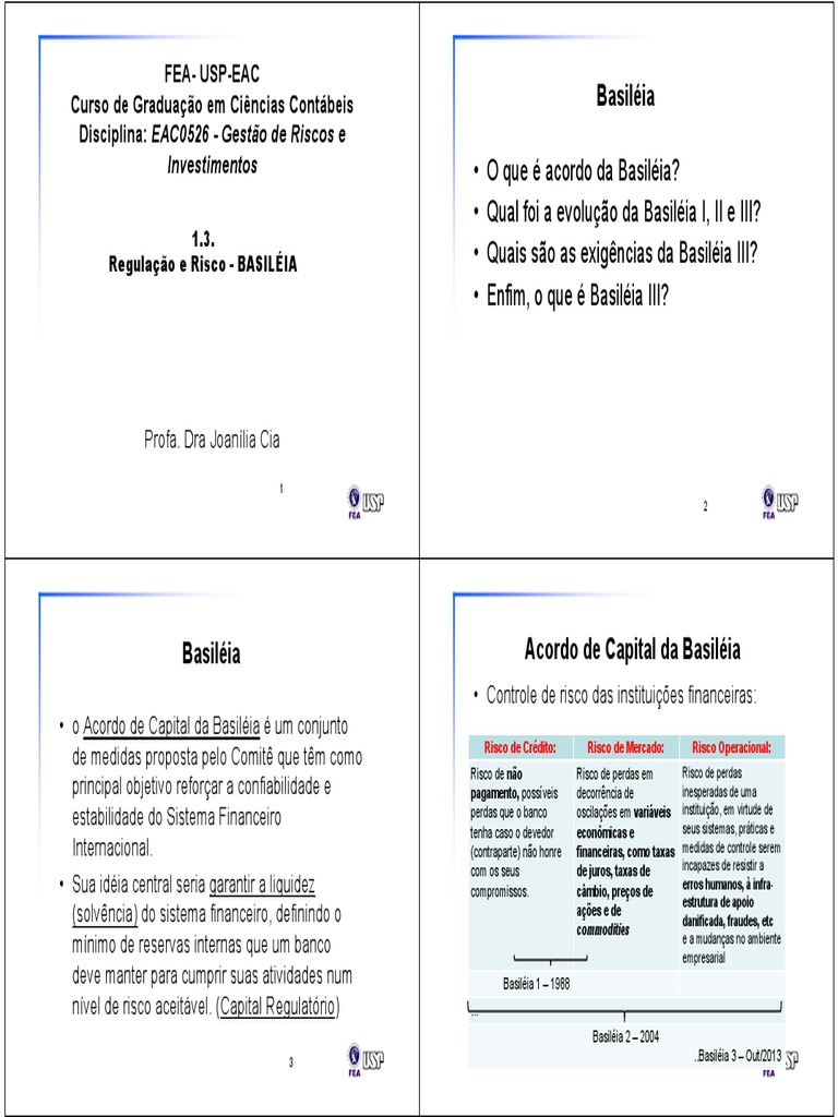 Basilea Slides | PDF | Basileia III | Risco