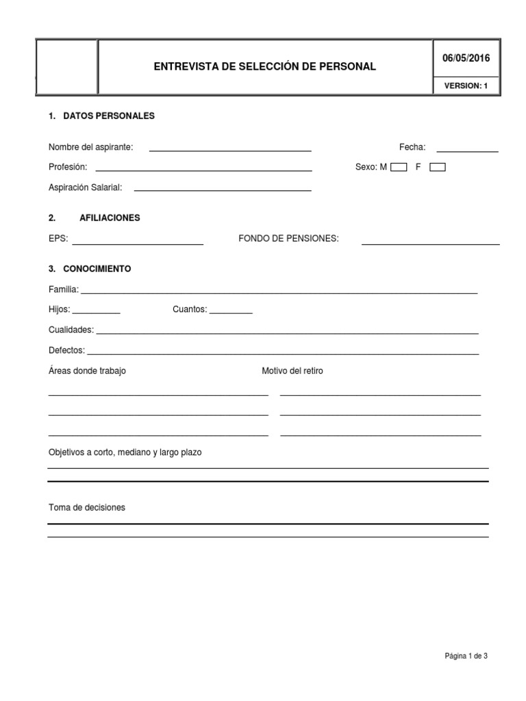 Entrevista de Selección de Personal | PDF | Gestión de recursos humanos