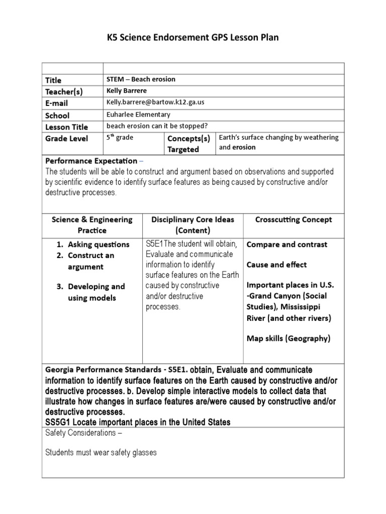 Stem Lesson Plan - Beach Erosion | PDF | River | Beach