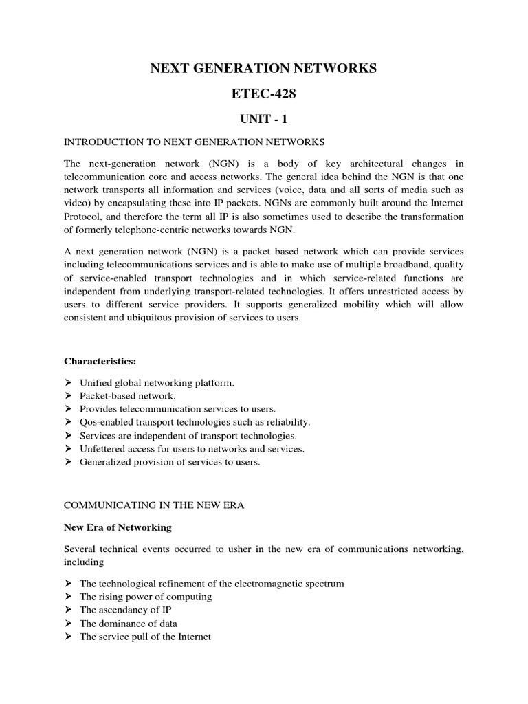 Next Generation Networks Unit 1 | PDF | Virtual Private Network | Voice ...
