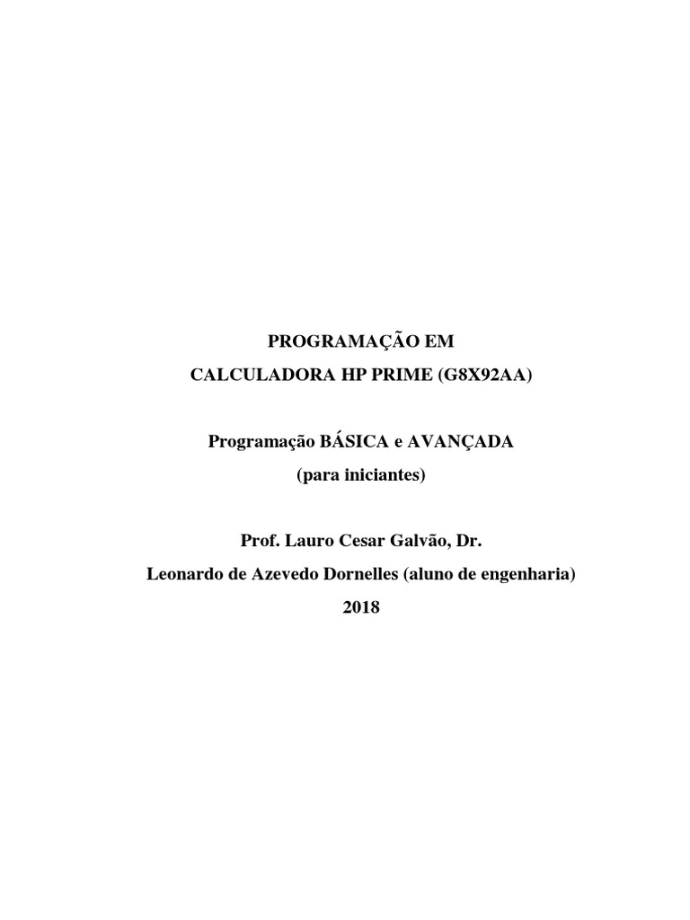 Programação em HP Prime | PDF | Teclado de computador | Ensino de ...