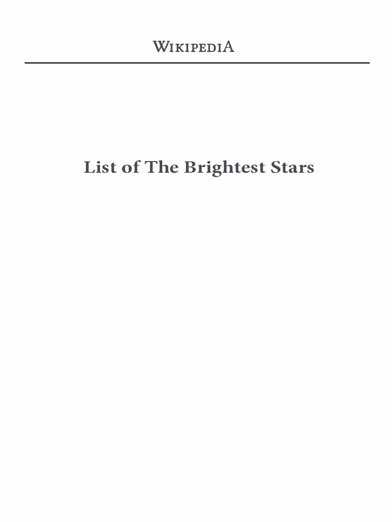 List of Brightest Stars - Wikipedia | PDF
