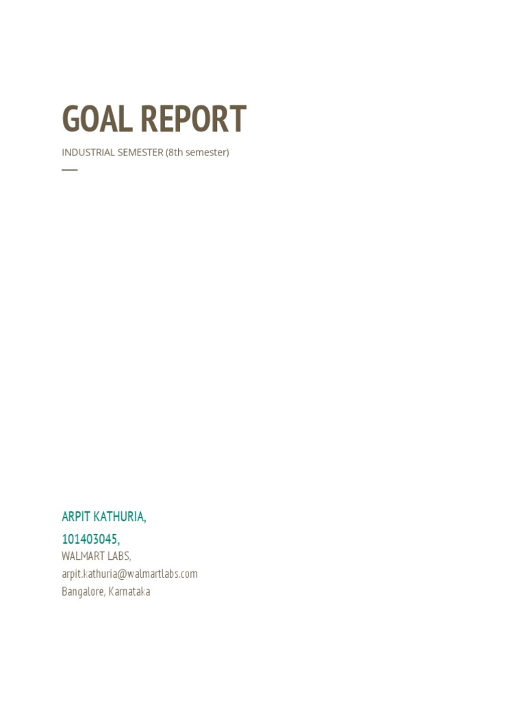 Goal Report: Arpit Kathuria, 101403045 | Download Free PDF | Walmart ...