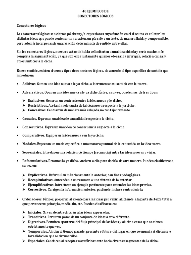 Conector Logico 40 Ejemplos | PDF