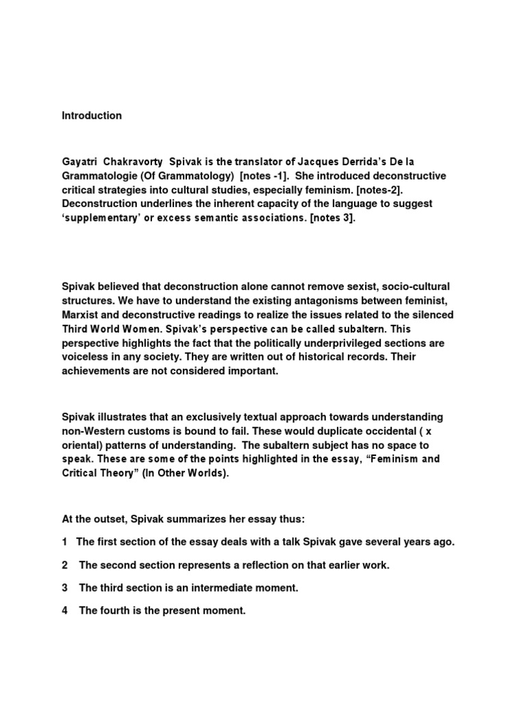 Spivak | PDF | Deconstruction | Feminism