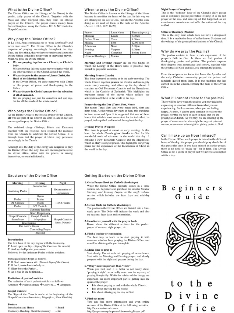 Beginners Guide To Divine Office | PDF | Anglicanism | Psalms