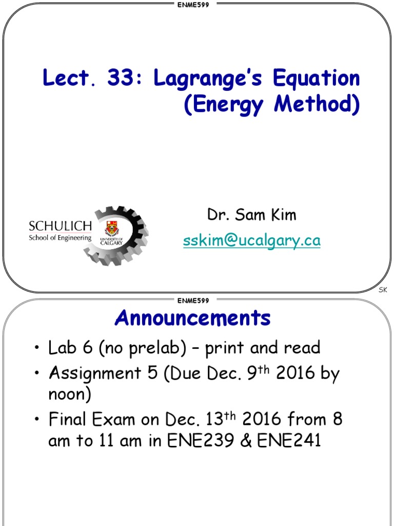 2016F Lect 33 Lagrange 00 | PDF | Teaching Methods & Materials | Technology & Engineering