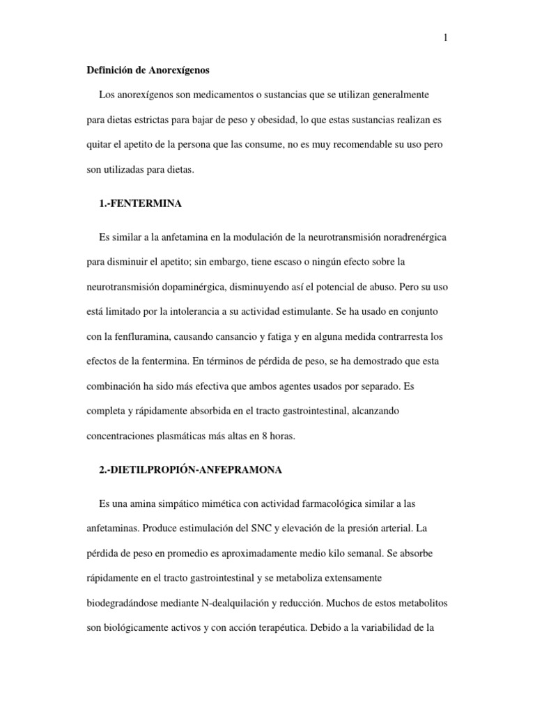 Sustancias Anorexígenos | PDF | Dopamina | Norepinefrina