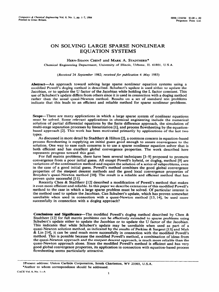 Solving Large Sparse Nonlinear Systems Pdf Numerical Analysis 8357