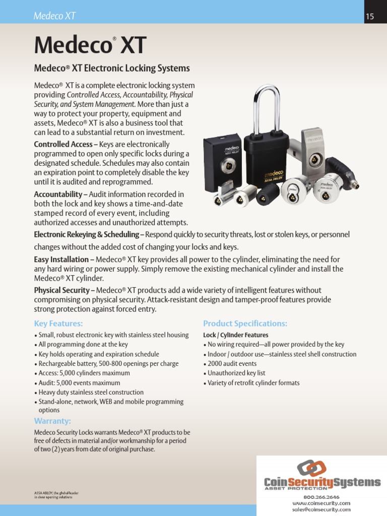 Medeco XT Electronic Locking Systems | PDF | Lock (Security Device ...
