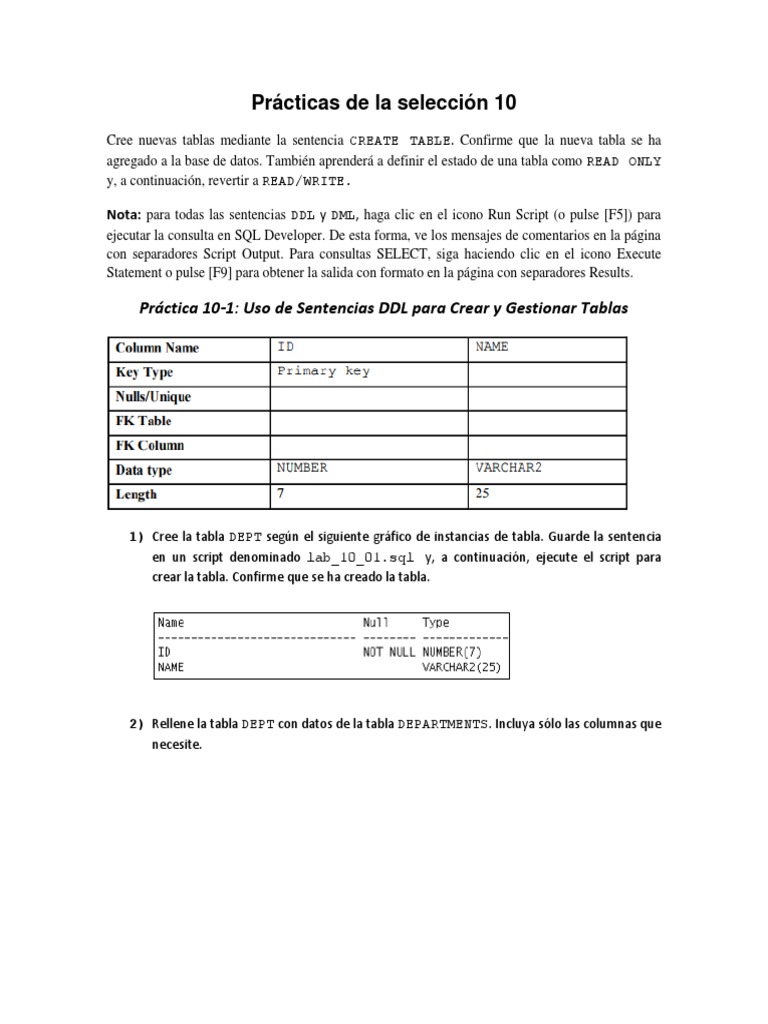Practicas Lecciones 10 y 11 | PDF | Tabla (base de datos) | SQL