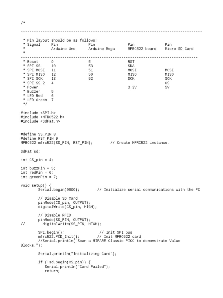 Rfid and SD Card | PDF | Integer (Computer Science) | Computer Hardware