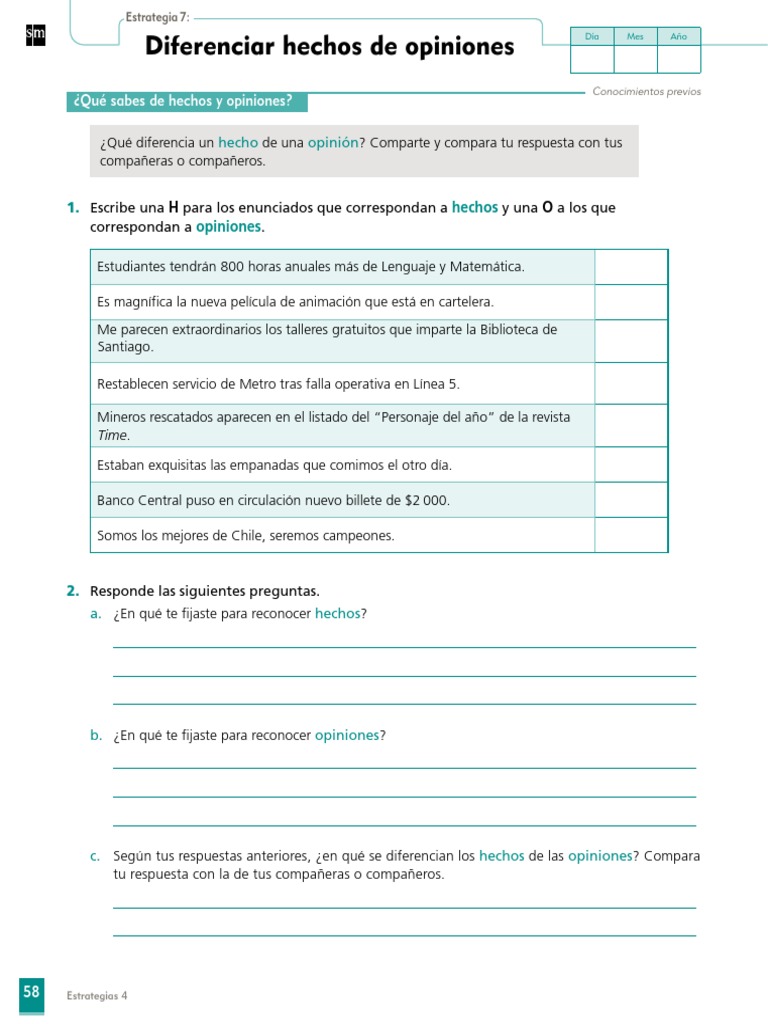 Estrategia7 Hecho y Opinion | PDF | Araña | Lectura (proceso)