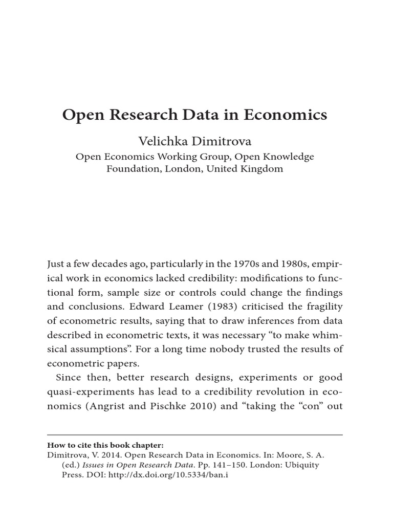 Open Research Data in Economics | PDF | Economics | Data