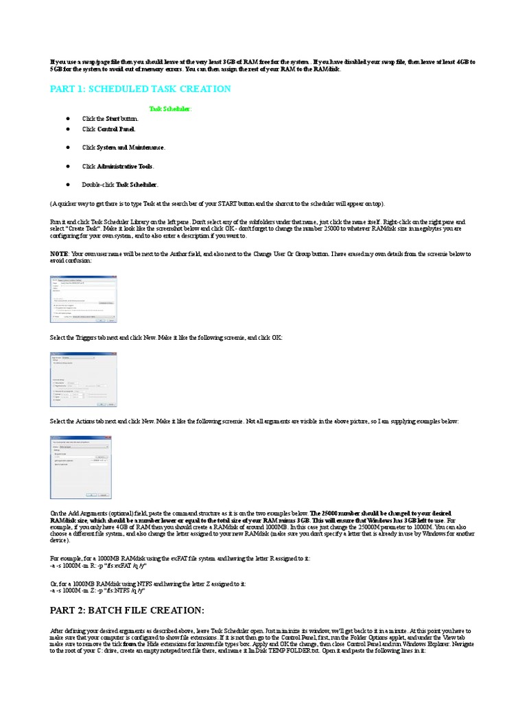 Part 1: Scheduled Task Creation: So, On With The Task Creation. To Run | PDF | Computer File ...