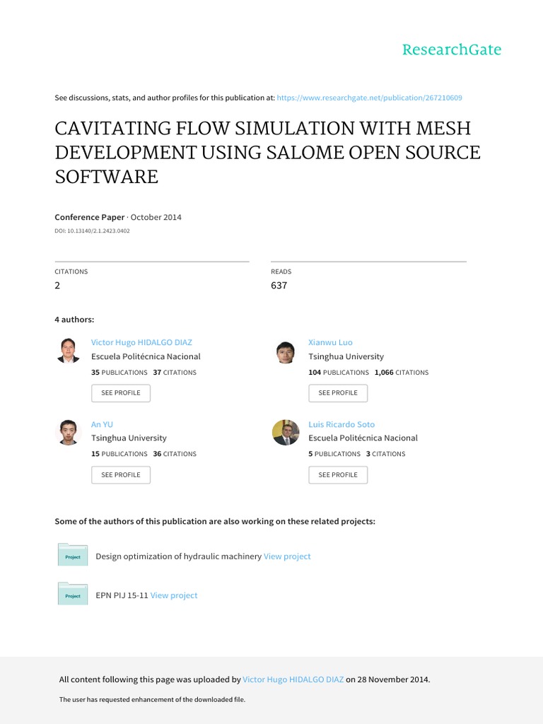 Cavitating Flow Simulation With Mesh Development Using Salome Open Source Software | PDF | Fluid ...